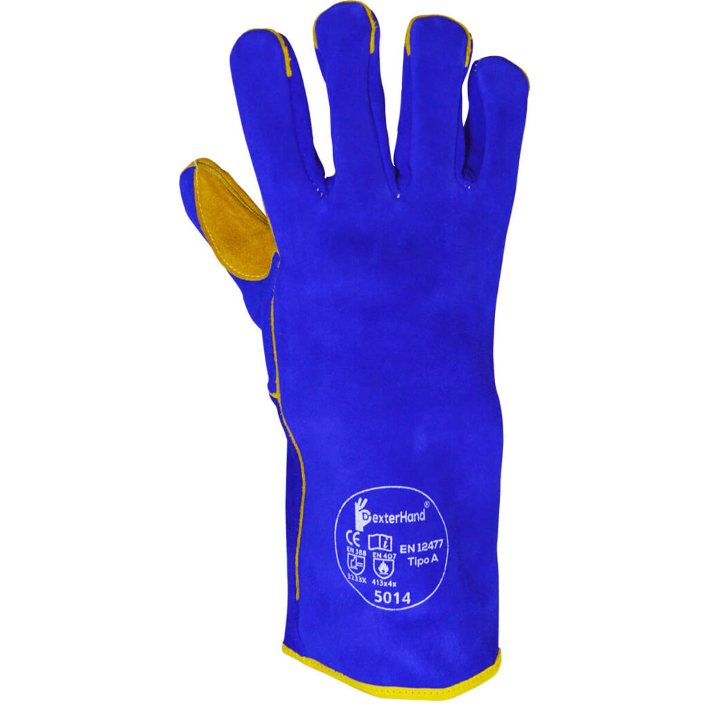 Dexterhand 5014 Guante Soldador Azul Cosido con Hilo Kevlar® y Refuerzo ...